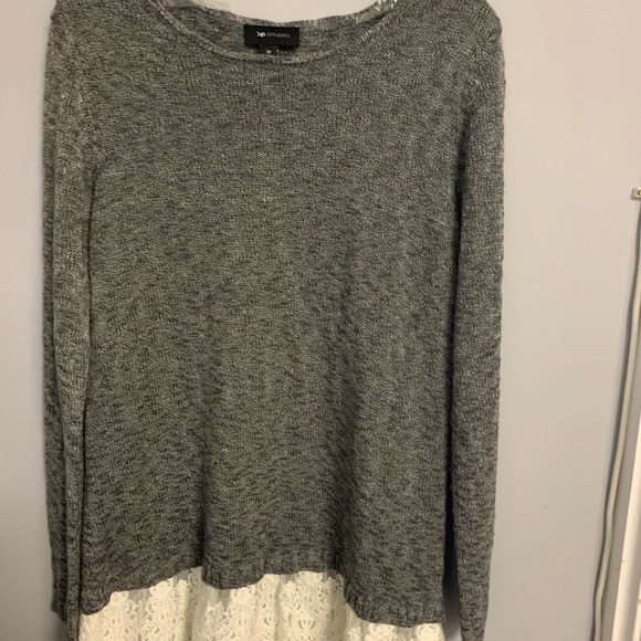 AB Studio | Sweaters | Cable Knit Sweater With Lace On Bottom | Poshmark